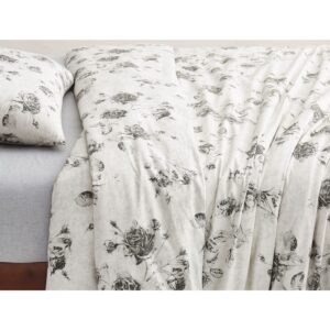 Calvin Klein Home Floral Printed King Duvet Cover Set of 3 Pieces -1 Duvet Cover and 2 Sham Covers, 100% Cotton 200 Tc (Light Grey)