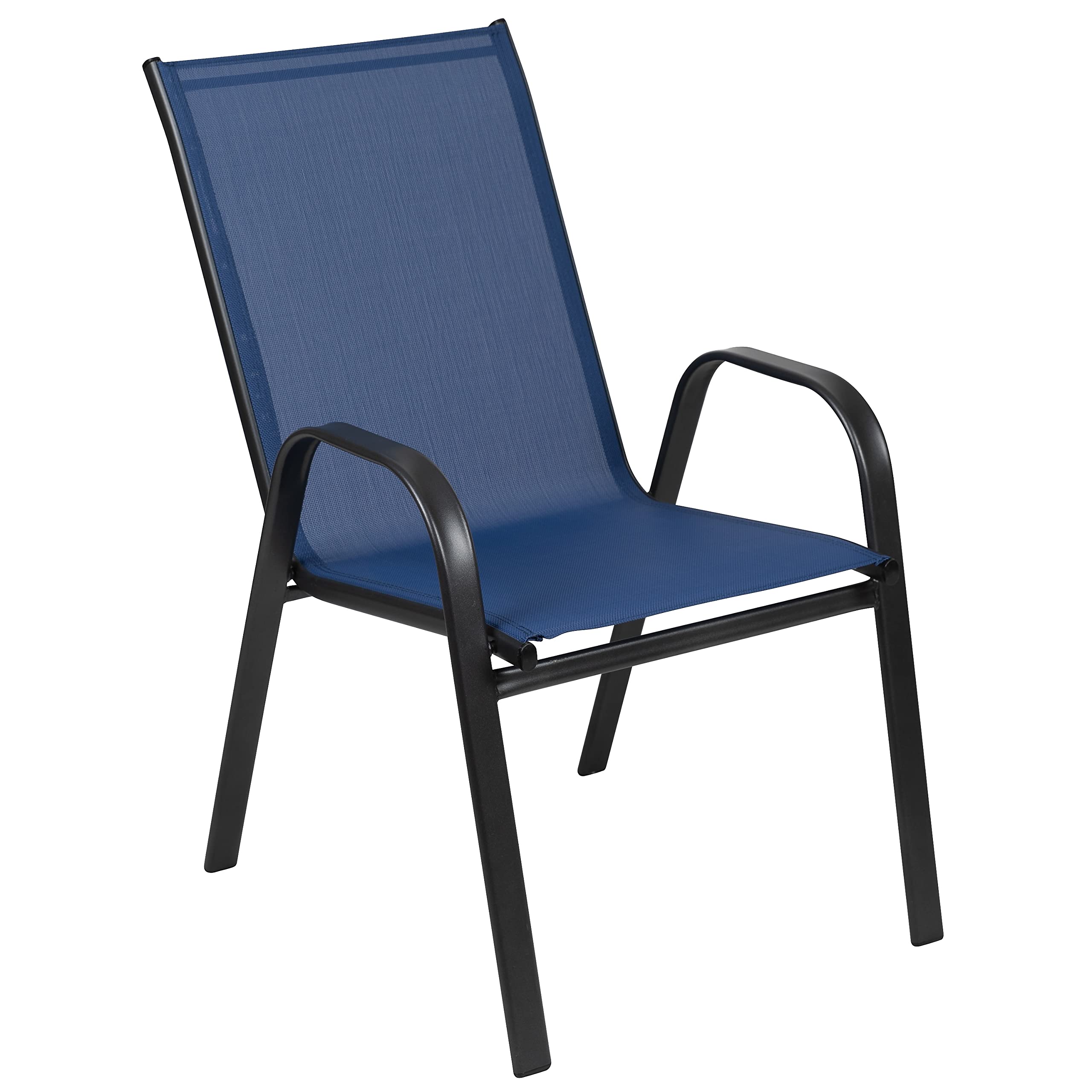 Flash Furniture 5 Pack Brazos Series Navy Outdoor Stack Chair with Flex Comfort Material and Metal Frame