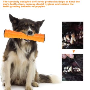 EVTSCAN Dog Toys Chew Toothbrush Teeth, TPR Dog Chew Toy Teeth Cleaning Stick with Sound Pet Interactive Molar Playing Toy(Orange)