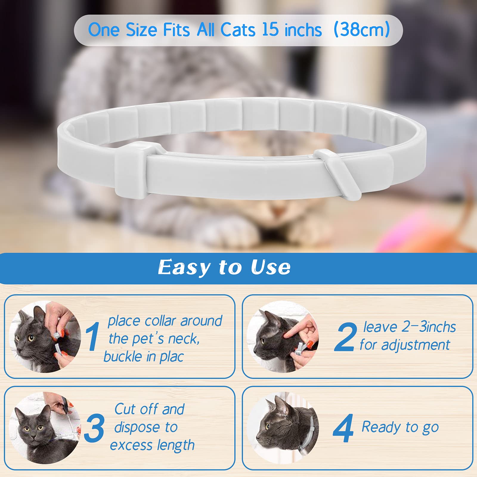 BBDYOY Cat Calming Collar 2 Pack Pheromone Calm Anxiety Collar for Cats and Kittens Stress Reliever Relaxing Comfortable Collar Breakaway Design Gray/Black