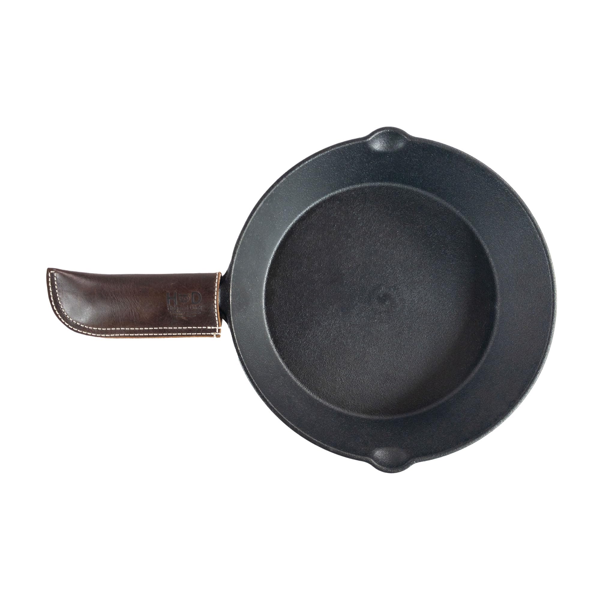 Hide & Drink, Pan Handle Cover Handmade from Full Grain Leather and Sheepskin - Bourbon Brown