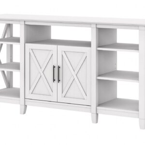 Bush Furniture Key West Tall TV Stand for 65 Inch TV in Pure White Oak, Farmhouse Entertainment Center with Storage