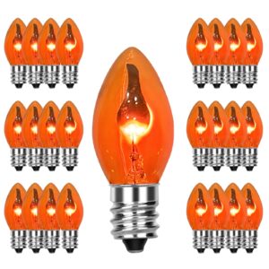 konictom 12 pack c18 clear flame shape light bulb,1w flame flickering lights for indoor outdoor halloween christmas party decor