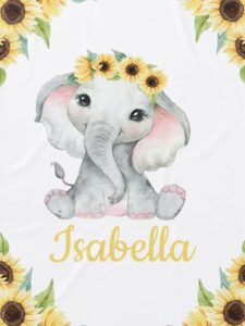 custom baby blanket with name for boy girl personalized super soft blankets for newborn baby adults customized elephant swadding blanket baby girl blanket 50 x 60 inches