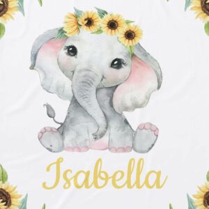 Custom Baby Blanket with Name for Boy Girl Personalized Super Soft Blankets for Newborn Baby Adults Customized Elephant Swadding Blanket Baby Girl Blanket 50 x 60 inches