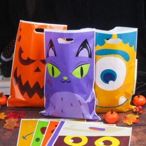 DERAYEE Halloween Trick-or-Treat Bags, 72 Pack Halloween Goodie Candy Bags Large Plastic Gift Bag Party Favor Supplies