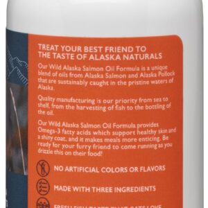 Alaska Naturals – Wild Alaska Salmon Oil Formula Cat Food Topper – EPA and DHA Omega-3 - Supplement for Cats Healthy Skin, Shiny Coat – Made in The USA – 4 oz Bottle