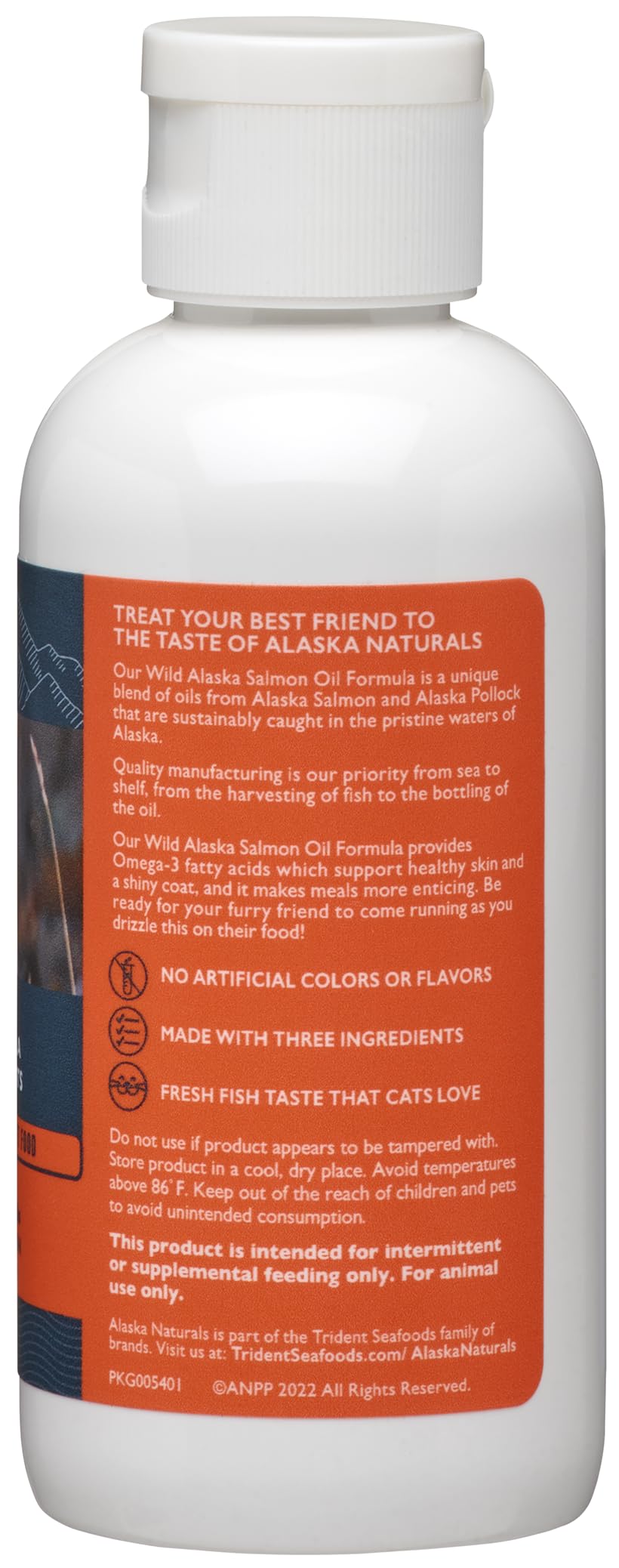 Alaska Naturals – Wild Alaska Salmon Oil Formula Cat Food Topper – EPA and DHA Omega-3 - Supplement for Cats Healthy Skin, Shiny Coat – Made in The USA – 4 oz Bottle