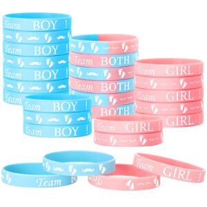 30 pieces gender reveal bracelets, team boy silicone wristbands team girl gender reveal party bracelets team both rubber wristband for baby shower gender reveal party favor supplies (delicate color)