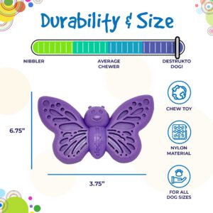 SodaPup Butterfly – Durable Dog Chew Toy Made in USA from Non-Toxic, Pet Safe, Food Safe Nylon Material for Mental Stimulation, Clean Teeth, Fresh Breath, Problem Chewing, Calming Nerves & More