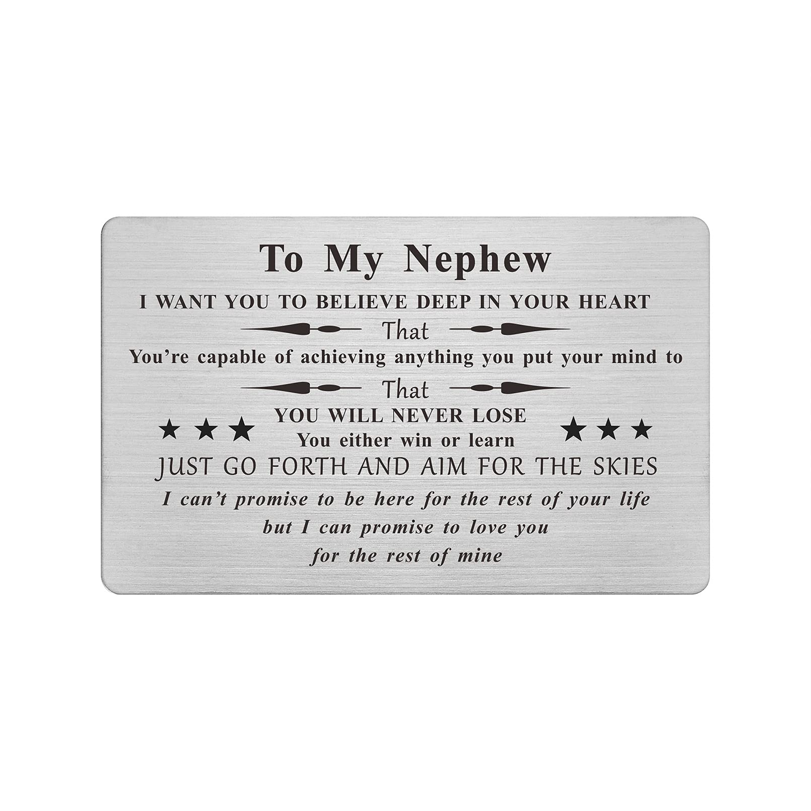 FALOGIJE Nephew Birthday Card Gifts from Aunt Uncle, I Promise to Love You for The Rest of My Life, Nephew Graduation Christmas Gifts - Permanent Engraved Wallet Cards