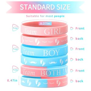 30 Pieces Gender Reveal Bracelets, Team Boy Silicone Wristbands Team Girl Gender Reveal Party Bracelets Team Both Rubber Wristband for Baby Shower Gender Reveal Party Favor Supplies (Delicate Color)