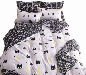 2 pcs duvet cover for kids boys girls, 100% microfiber twin duvet cover, black white printed pattern ultra soft duvet cover set, quilt cover for teens with comforter cover (no comforter)