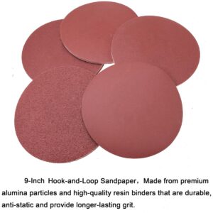 50 PCS 9" Drywall Sanding Discs Set for Hand Radial Sander- 60 80 120 180 240 Grits - 9 Inch Round Hook & Loop Sandpaper Aluminum Oxide Sander Disc for Hand Power Drywall Sander