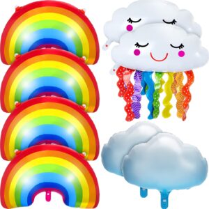 8 pieces rainbow foil balloons tassel clouds balloon smiling cloud party balloons rainbow bridge balloons for baby shower themed party birthday decorations party supplies