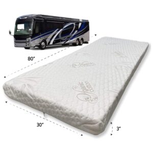 Foamma 3” x 30” x 80” Camper/RV Travel High-Density Foam Bunk Mattress, Organic Cotton Cover, Made in USA, Comfortable, Travel Trailer, CertiPUR-US Certified