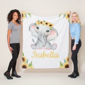 Custom Baby Blanket with Name for Boy Girl Personalized Super Soft Blankets for Newborn Baby Adults Customized Elephant Swadding Blanket Baby Girl Blanket 50 x 60 inches