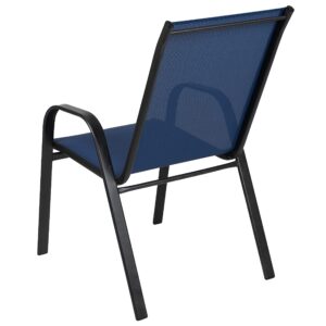 Flash Furniture 5 Pack Brazos Series Navy Outdoor Stack Chair with Flex Comfort Material and Metal Frame