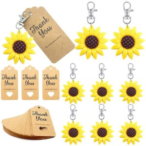 finduat 20 sets baby shower return gifts for guests for adult, sunflower keychains + thank you kraft tags for sunflower party favors, baby shower party bag decor for birthday party