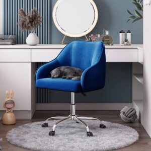 caelum cute desk chair for teen girl kids, home office computer desk chairs with wheels and arms, comfy velvet fabric swivel rolling task chair vanity chair for makeup room, bedroom, living room