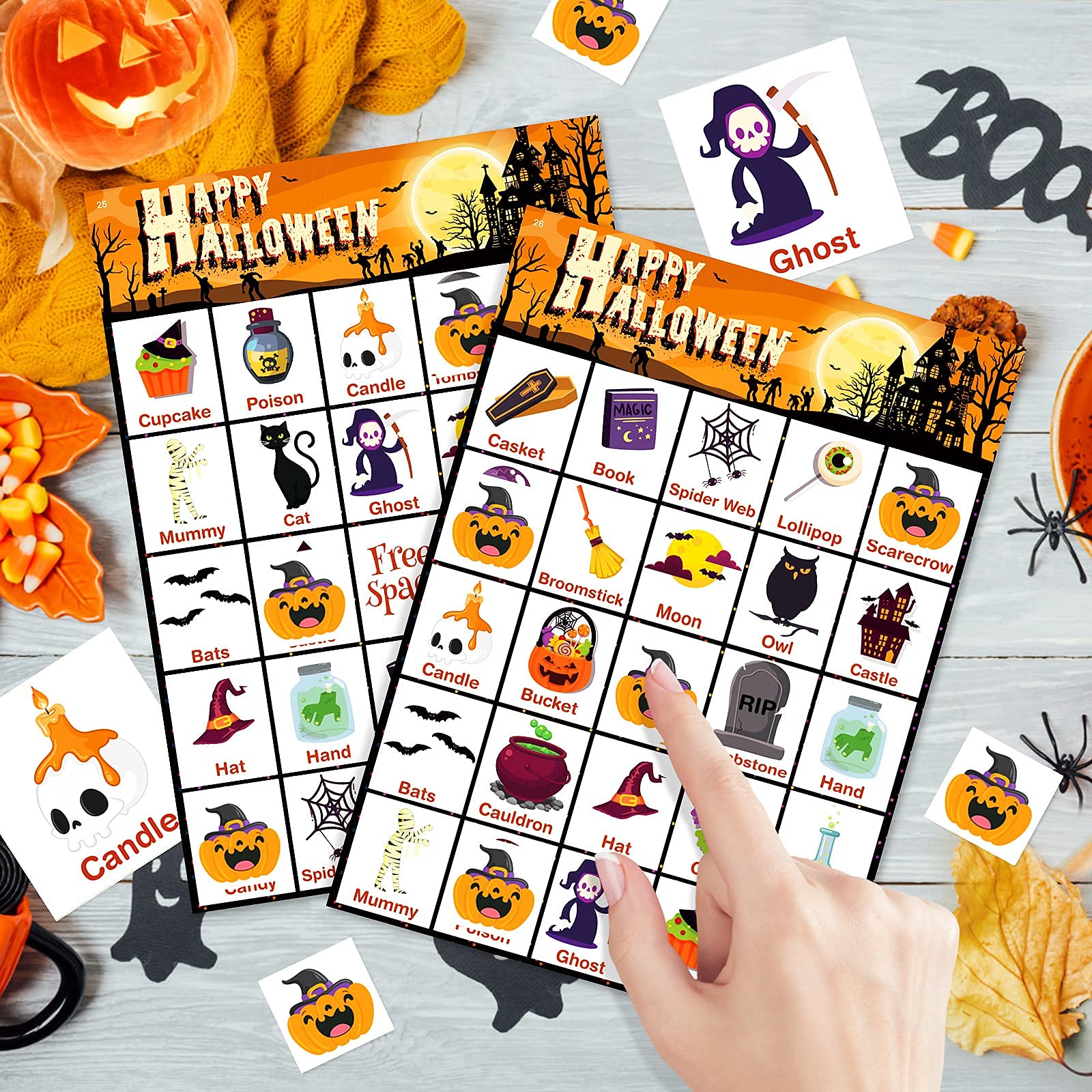 Officygnet Halloween Bingo Game Card for Kids/Adults, 40 Players for Halloween Party Cards Game, Family Activities, School Classroom Games, Trick or Treating, Halloween Party Favors Supplies