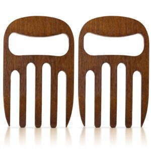 2 Pieces Bamboo Salad Hands, Salad Servers Bamboo Serving Hands Latest Gripper Design Salad Claws Set for Serving Salad, Pasta, Fruit on Your Kitchen Counter, 6 Inches (Coffee)