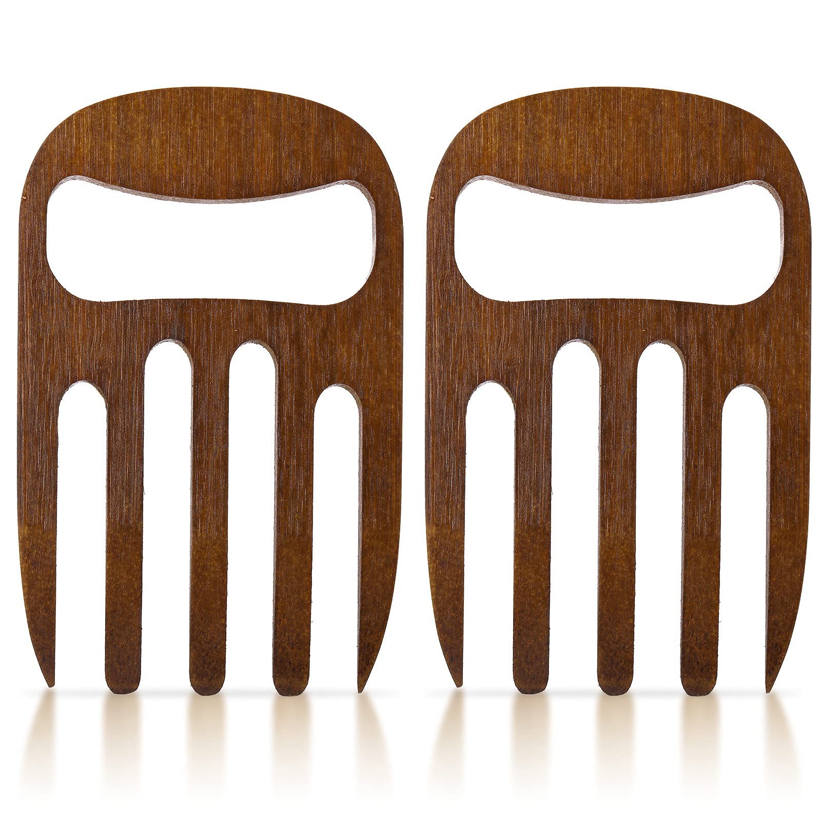 2 Pieces Bamboo Salad Hands, Salad Servers Bamboo Serving Hands Latest Gripper Design Salad Claws Set for Serving Salad, Pasta, Fruit on Your Kitchen Counter, 6 Inches (Coffee)