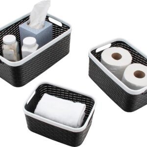 Advantus 39220 Open Lid Storage Bin, Black/White, 3/Pack