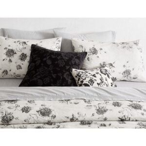 Calvin Klein Home Floral Printed King Duvet Cover Set of 3 Pieces -1 Duvet Cover and 2 Sham Covers, 100% Cotton 200 Tc (Light Grey)