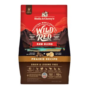 stella & chewy's wild red dry dog food raw blend high protein grain & legume free prairie recipe, 3.5 lb. bag