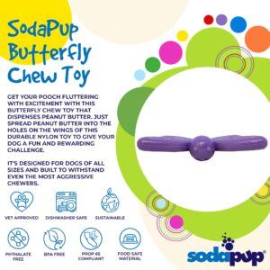 SodaPup Butterfly – Durable Dog Chew Toy Made in USA from Non-Toxic, Pet Safe, Food Safe Nylon Material for Mental Stimulation, Clean Teeth, Fresh Breath, Problem Chewing, Calming Nerves & More