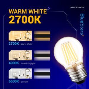 BlueStars G45 E26 Edison LED Filament Globe Bulb 120V 5W (60 Watt Equivalent), 2700K Warm White Light 550lm Non-Dimmable for Indoor Outdoor Christmas Halloween Holiday Decoration - 3 Packs