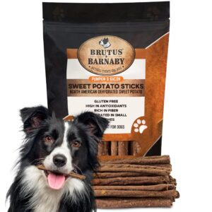 brutus & barnaby usa sweet potato dog treats - grain free, pumpkin bacon crunchy sticks - great tasting, promotes positive dog gut health with natural anti-diarrhea properties, no preservatives added