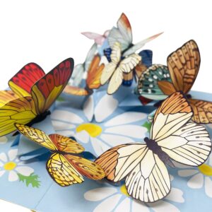 Gorgeous Butterflies,3D Pop Up Greeting Card For All Occasions,Love, Birthday, Christmas, Mother's Day, Good Luck, Congrats, Get Well,Message Note for Personalized,Thick Envelope, Fold Flat