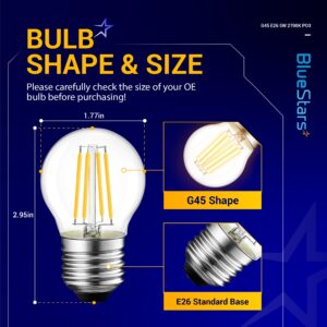 BlueStars G45 E26 Edison LED Filament Globe Bulb 120V 5W (60 Watt Equivalent), 2700K Warm White Light 550lm Non-Dimmable for Indoor Outdoor Christmas Halloween Holiday Decoration - 3 Packs