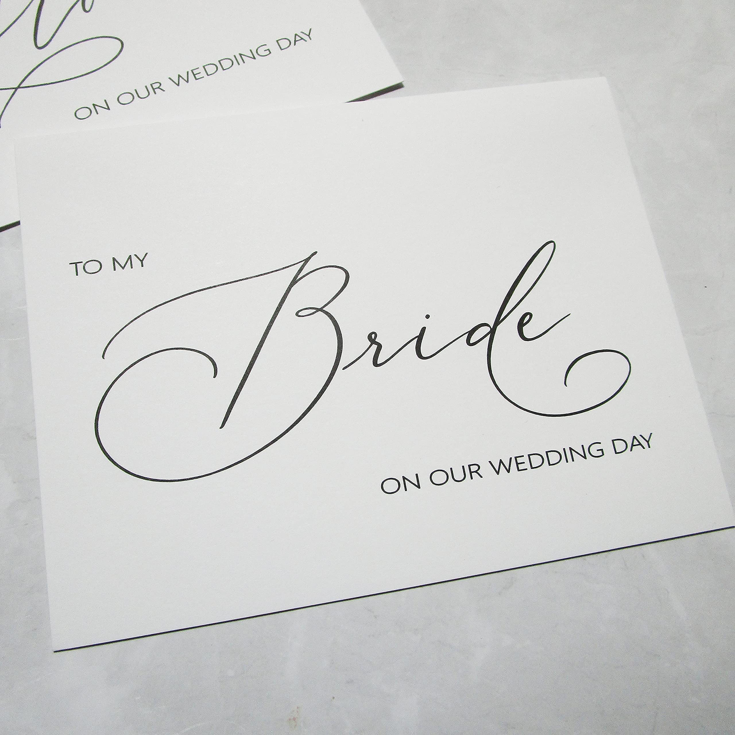 Set of 2 Wedding Day Cards with Shimmer Envelopes, To My Bride on our Wedding Day Card, To My Groom on our Wedding Day Card