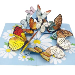 Gorgeous Butterflies,3D Pop Up Greeting Card For All Occasions,Love, Birthday, Christmas, Mother's Day, Good Luck, Congrats, Get Well,Message Note for Personalized,Thick Envelope, Fold Flat