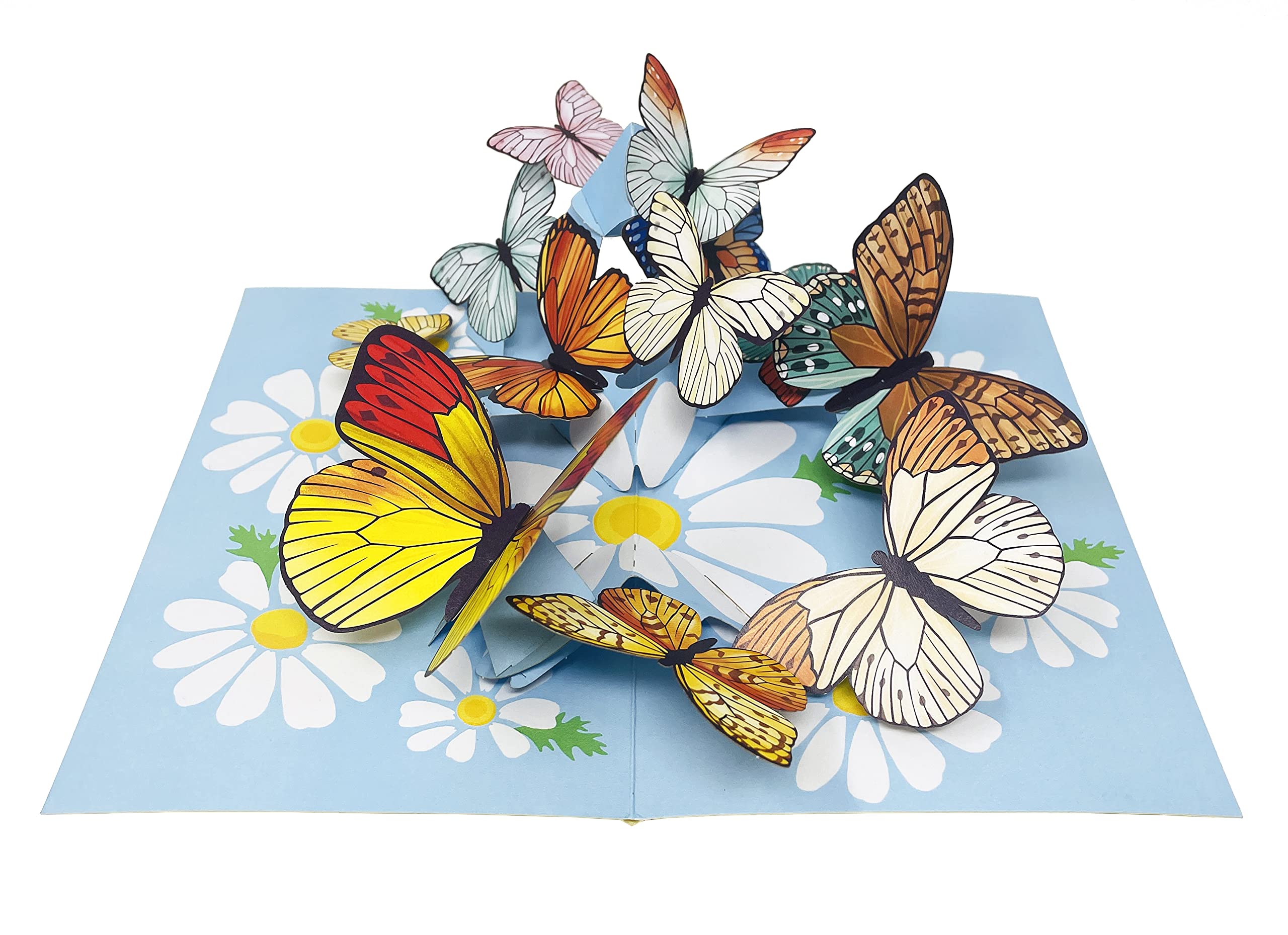 Gorgeous Butterflies,3D Pop Up Greeting Card For All Occasions,Love, Birthday, Christmas, Mother's Day, Good Luck, Congrats, Get Well,Message Note for Personalized,Thick Envelope, Fold Flat