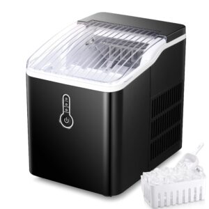 kismile ice maker, compact ice machine, 9 bullet ice cubes ready in 8 mins, 26lbs in 24hrs, countertop ice maker with ice scoop & basket for home bar, office, kitchen