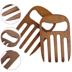 2 Pieces Bamboo Salad Hands, Salad Servers Bamboo Serving Hands Latest Gripper Design Salad Claws Set for Serving Salad, Pasta, Fruit on Your Kitchen Counter, 6 Inches (Coffee)