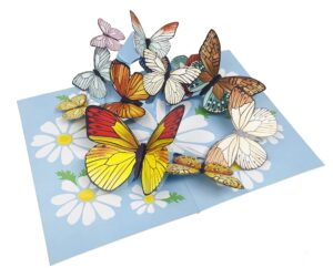 gorgeous butterflies,3d pop up greeting card for all occasions,love, birthday, christmas, mother's day, good luck, congrats, get well,message note for personalized,thick envelope, fold flat