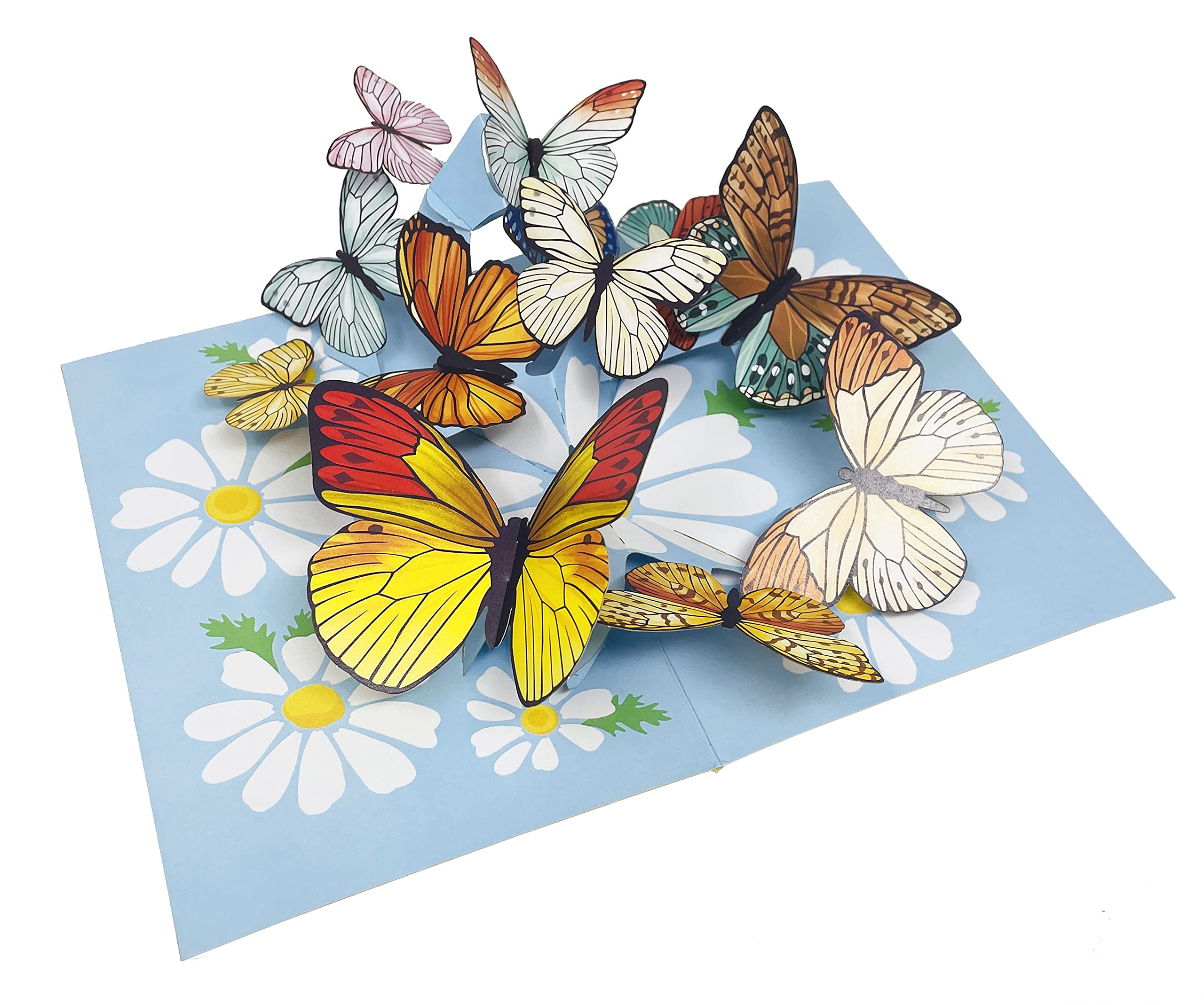 Gorgeous Butterflies,3D Pop Up Greeting Card For All Occasions,Love, Birthday, Christmas, Mother's Day, Good Luck, Congrats, Get Well,Message Note for Personalized,Thick Envelope, Fold Flat