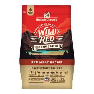 stella & chewy's wild red dry dog food raw coated high protein wholesome grains red meat recipe, 3.5 lb. bag