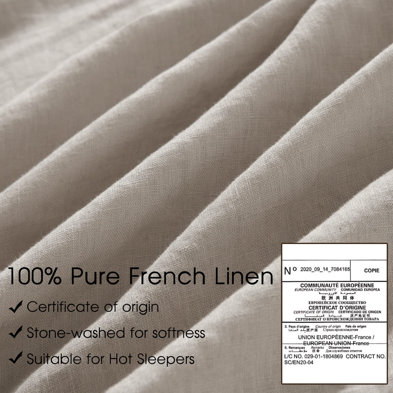 HYPREST Linen Duvet Cover,100% Pure French Linen Duvet Cover Queen Size Soft Breathable Luxury, Moisture-Absorbing & Durable