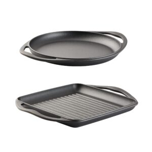 tramontina pre-seasoned grill and griddle set cast iron 2 pack, 80131/042ds