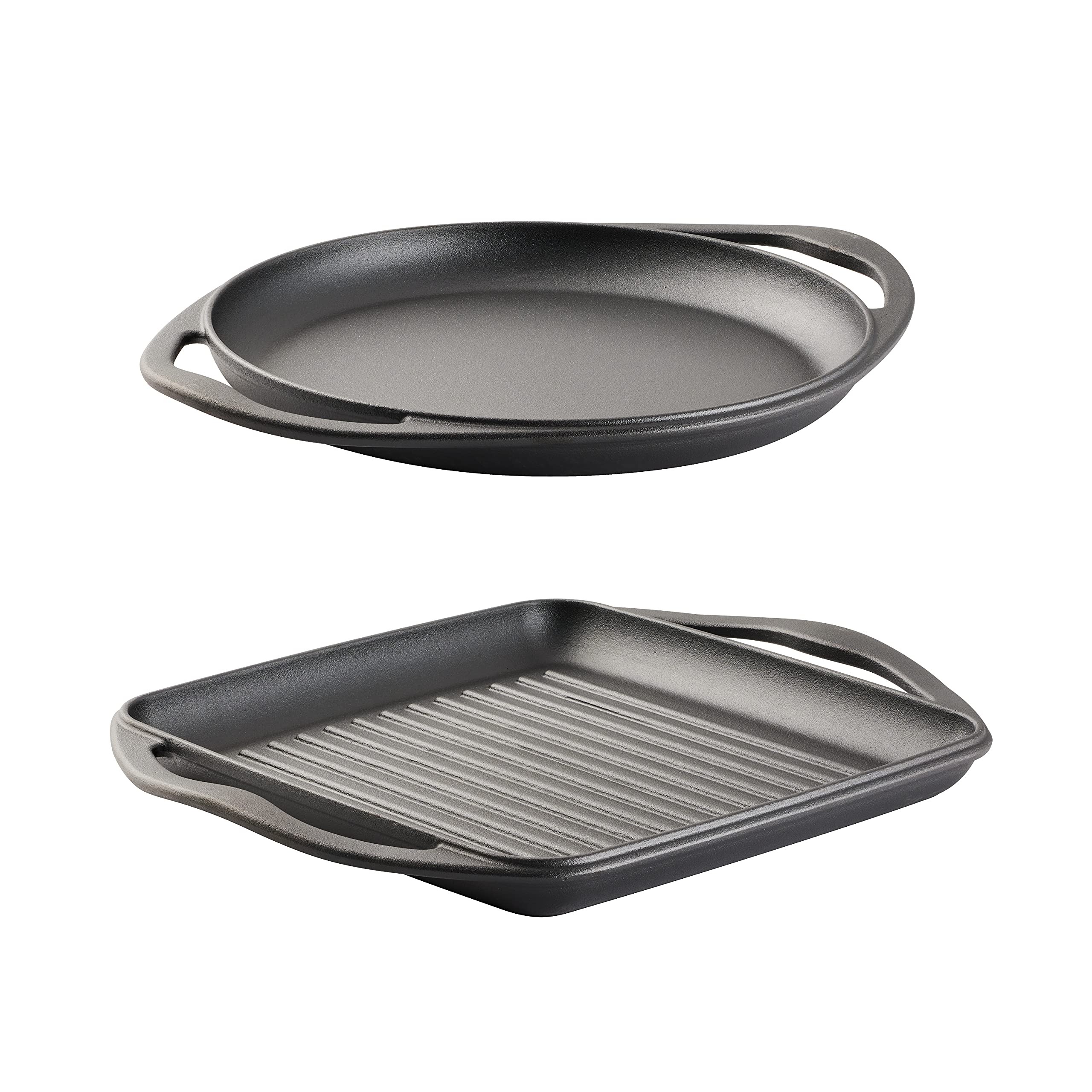 Tramontina Pre-Seasoned Grill and Griddle Set Cast Iron 2 Pack, 80131/042DS