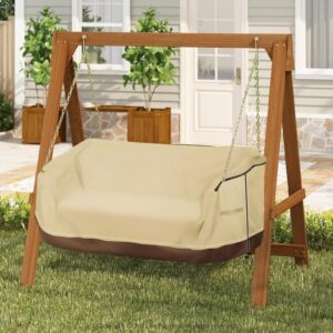 aurragiy hanging porch swing cover outdoor swing cover waterproof 420d oxford fabric hammock swing chair cover replacement patio furniture cover-61x28x(35-28)’’ (beige)