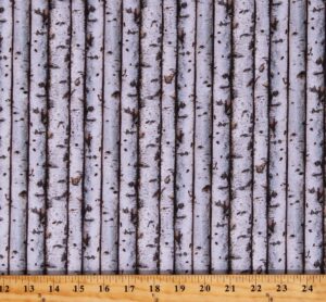 cotton trees birch nature boards tree bark wood naturescape gray cotton fabric print by the yard (d653.23)