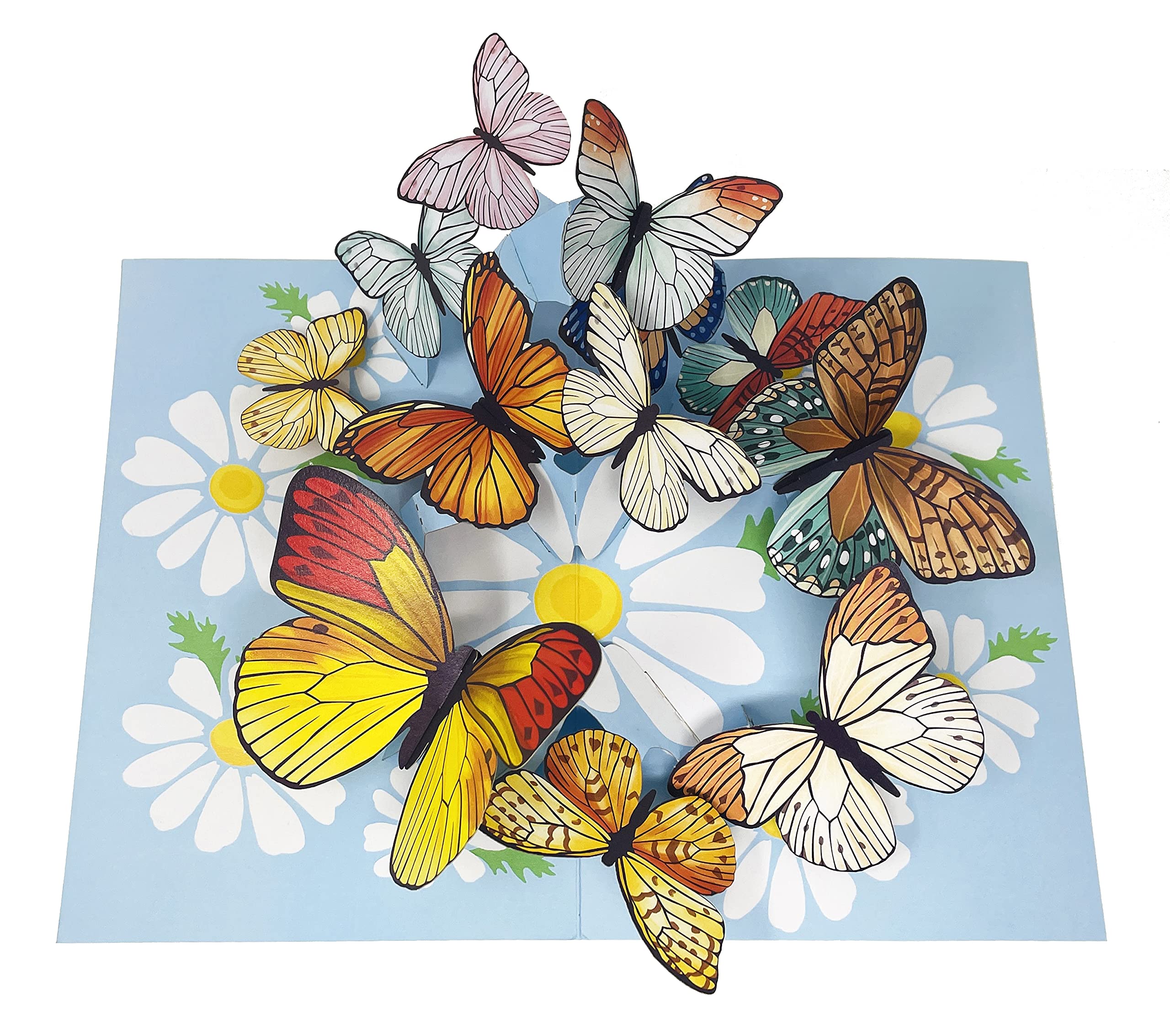 Gorgeous Butterflies,3D Pop Up Greeting Card For All Occasions,Love, Birthday, Christmas, Mother's Day, Good Luck, Congrats, Get Well,Message Note for Personalized,Thick Envelope, Fold Flat