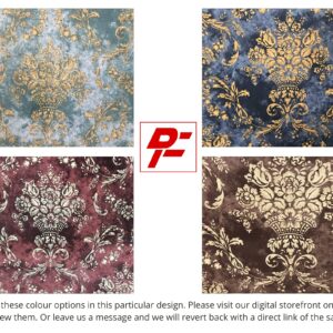 Decora Furnishings Damask Design Digitally Printed Velvet Finish Fabric for Upholstery, Chairs, Cushions, Window Treatments Crafts Rennaisance Rococo Victorian Style 54" Width By the Yard (Royal Blue)